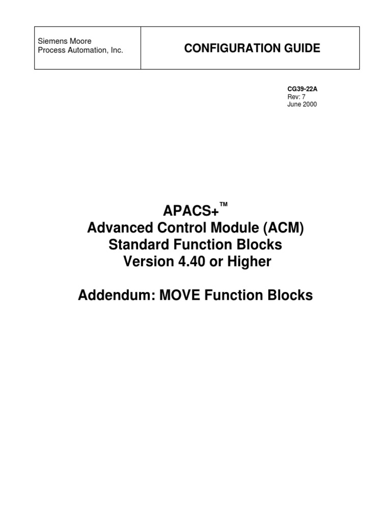 APACS+ Advanced Control Module (ACM) Standard Function Blocks Version 4 ...
