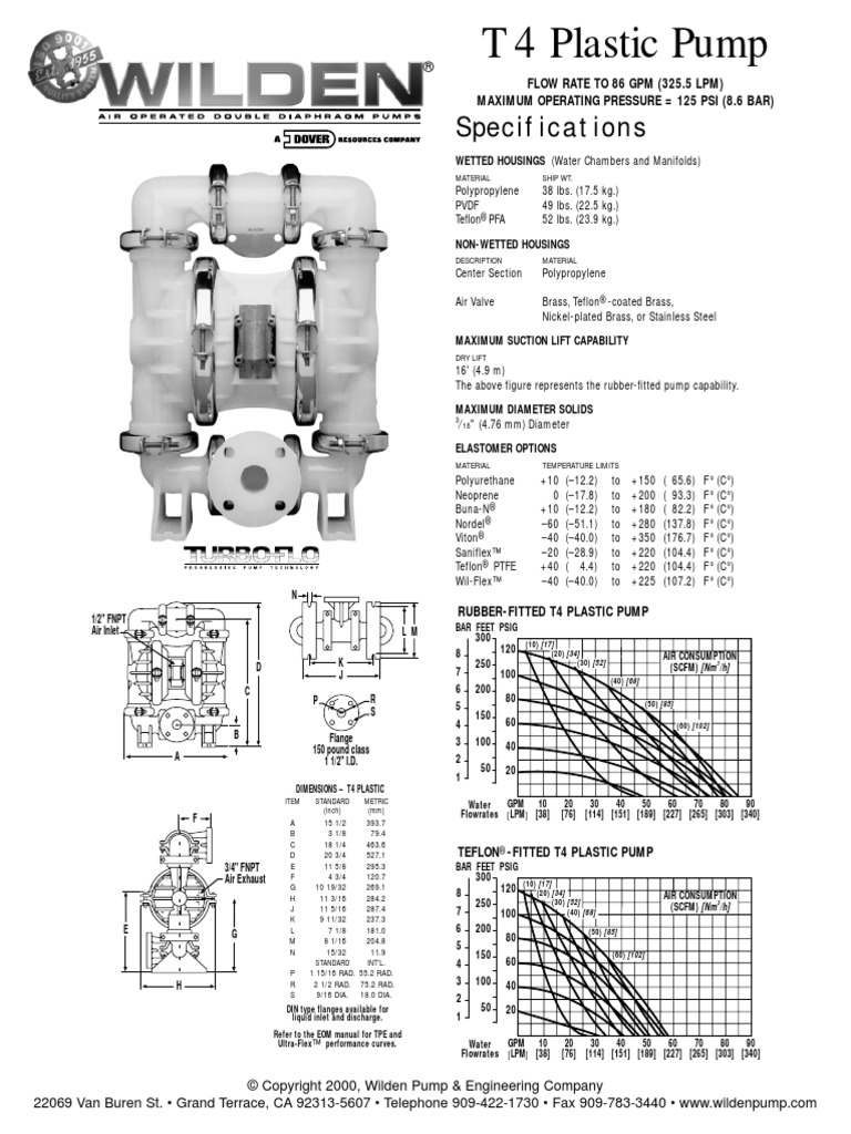T4 Plastic Pump: Specifications | PDF | Gas Technologies | Mechanical ...