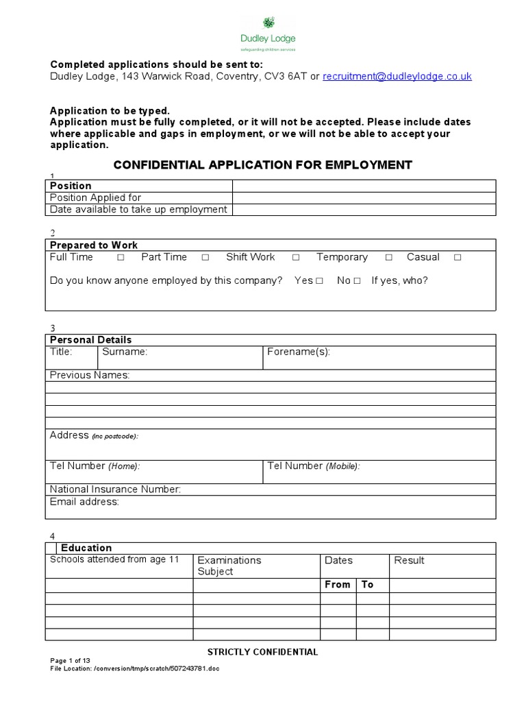 Application For Employment - Updated 10 - 12 - 2020 | PDF