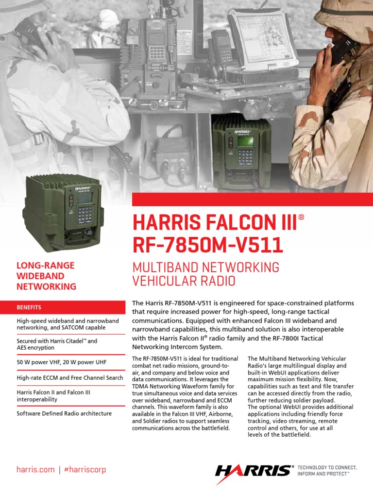 Harris Falcon Iii RF-7850M-V511: Multiband Networking Vehicular Radio | PDF | Frequency ...