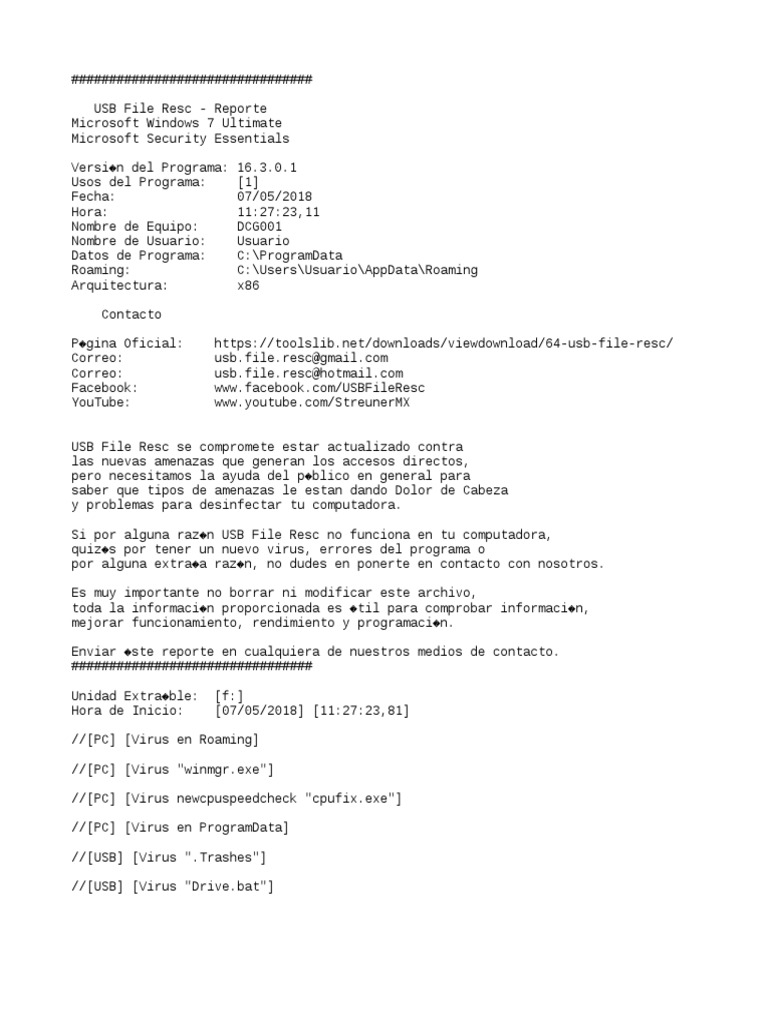 USB - File - Resc Reporte (12323) | PDF | Microsoft Windows | Arquitectura de Computadores