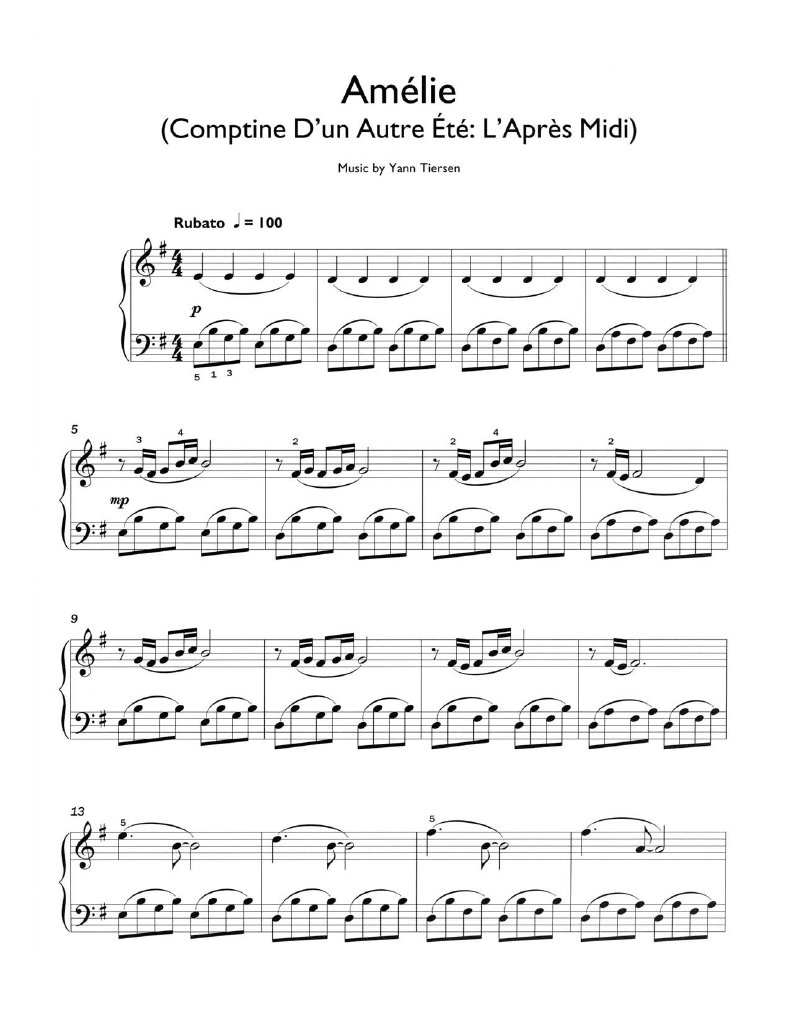 Amelie Comptine Dun Autre Ete Pdf