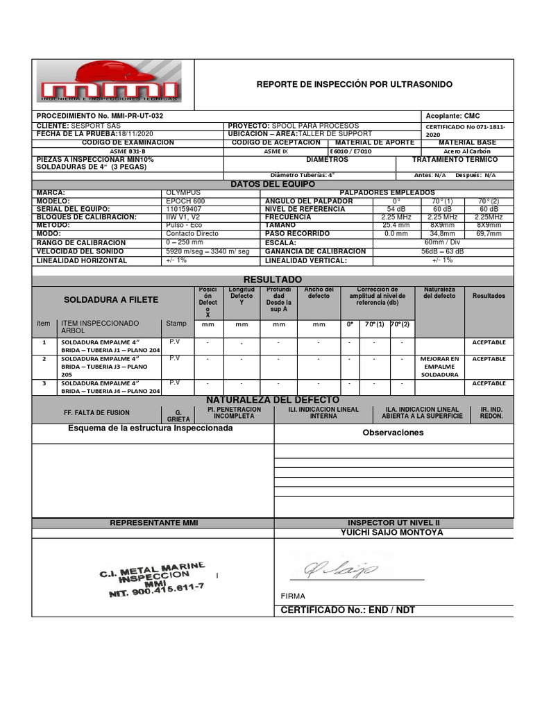 Informe Ultrasonido Certificado | PDF | Ultrasonido | Acústica