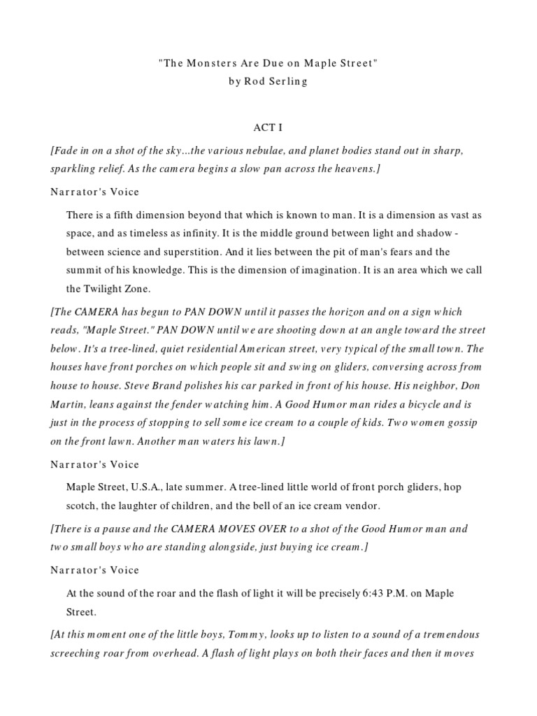 Monsters Are Due On Maple Street Script | Download Free PDF | Nature