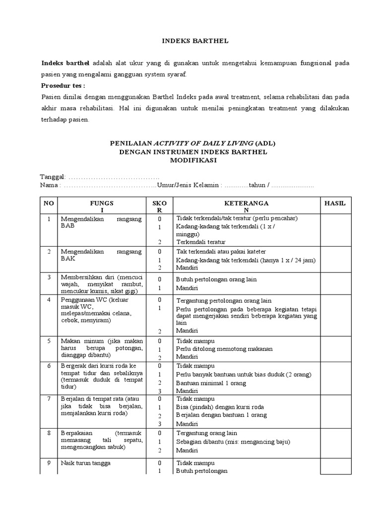 Indeks Barthel | PDF
