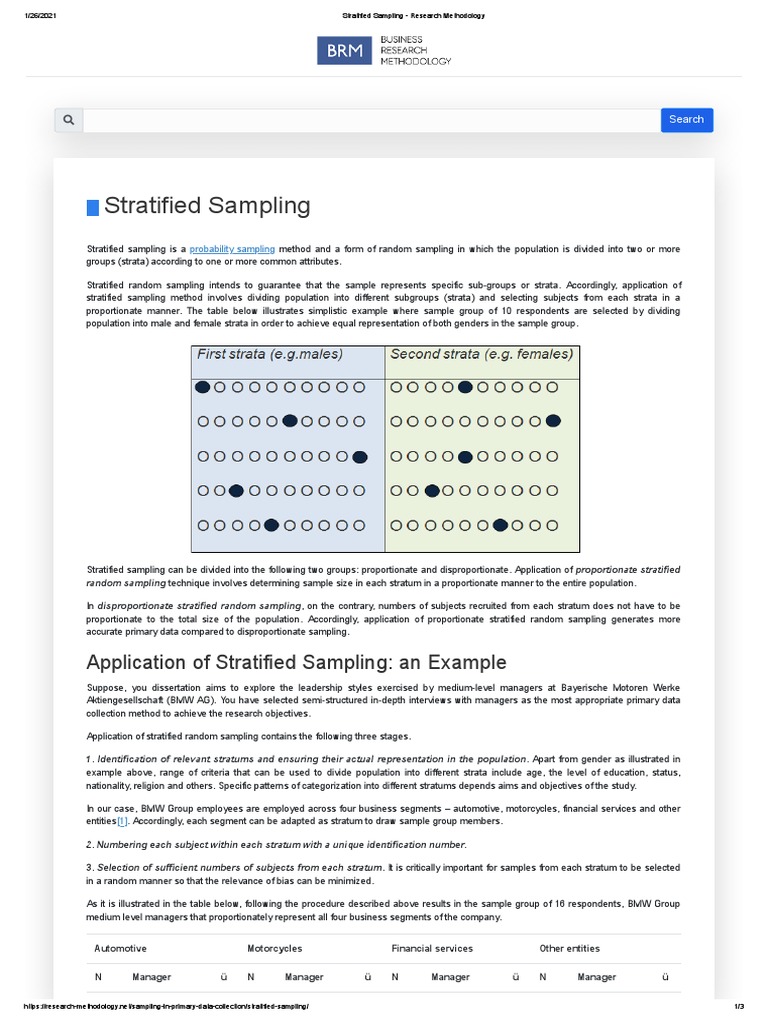 Stratified Sampling - Research Methodology | PDF | Stratified Sampling ...