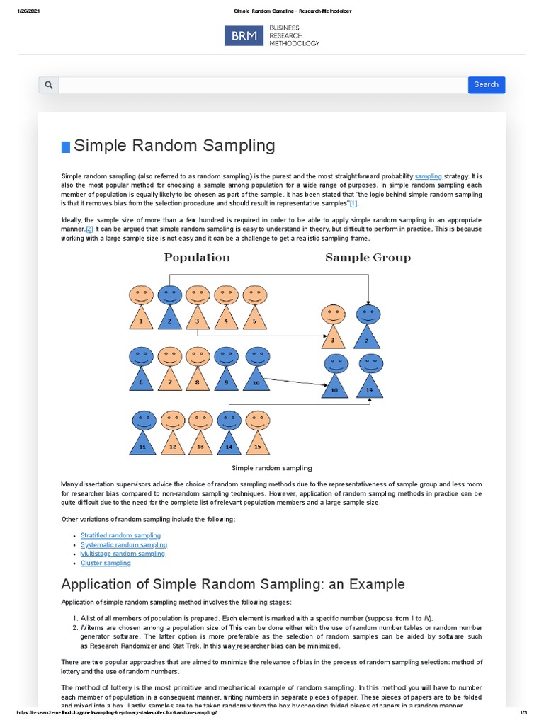 Simple Random Sampling - Research-Methodology | PDF | Randomness | Sampling (Statistics)