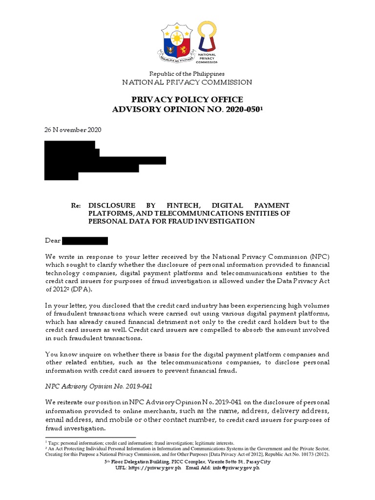 Personal Data Disclosure for Fraud Prevention | PDF | Credit Card | Privacy