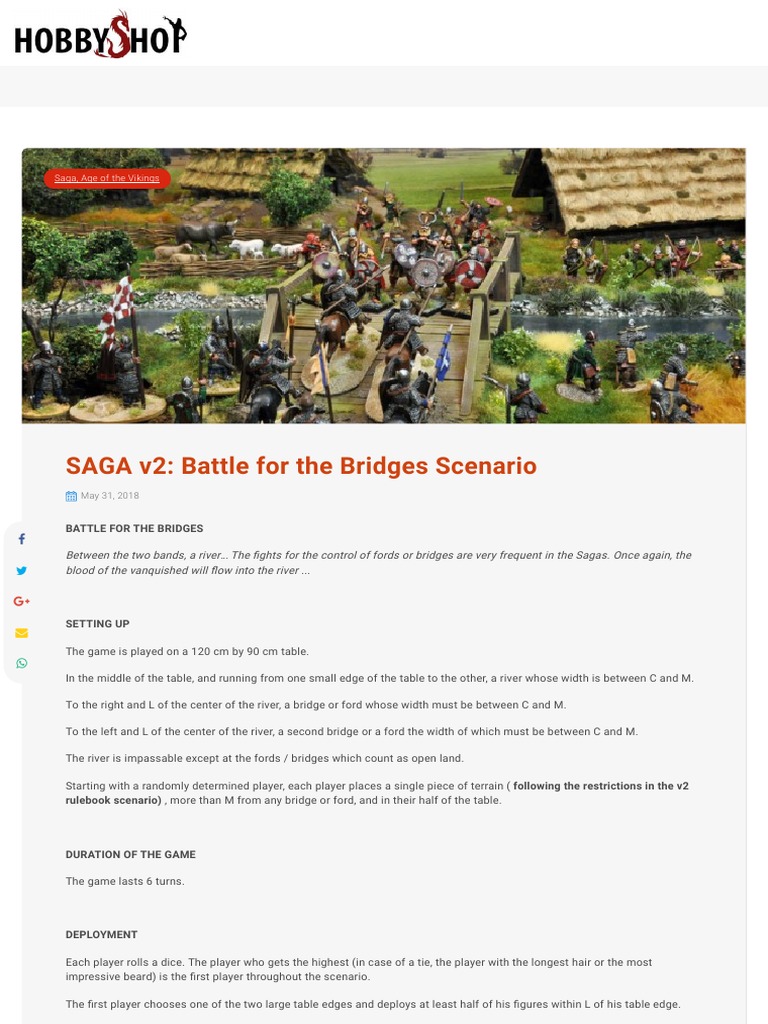 SAGA v2 - Battle For The Bridges Scenario | PDF | Wargames | Tabletop Games