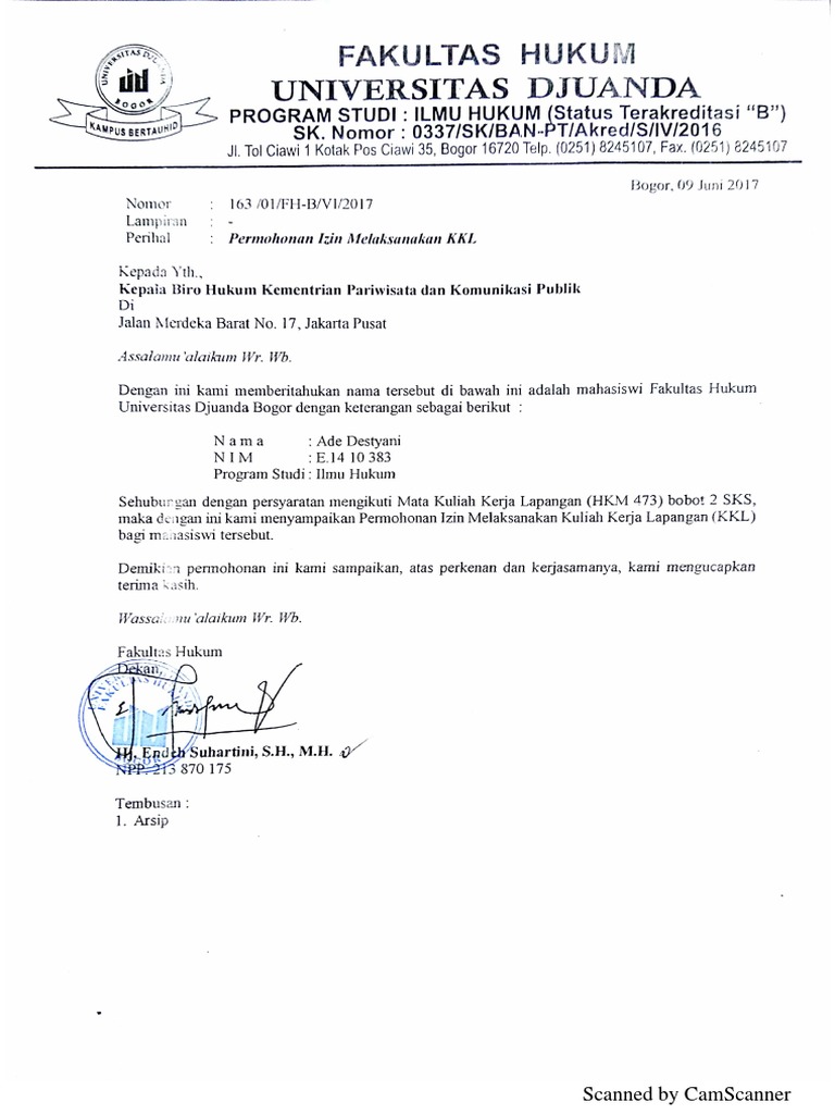 Surat Pengantar KKL | PDF