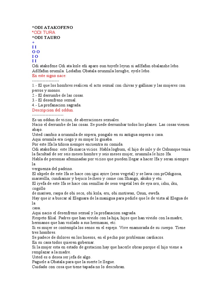 Odi Otura | PDF | Santeria | Mitología