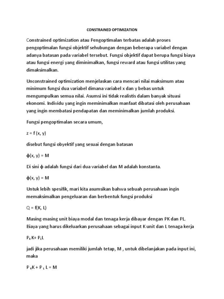 Constrained Optimization | PDF
