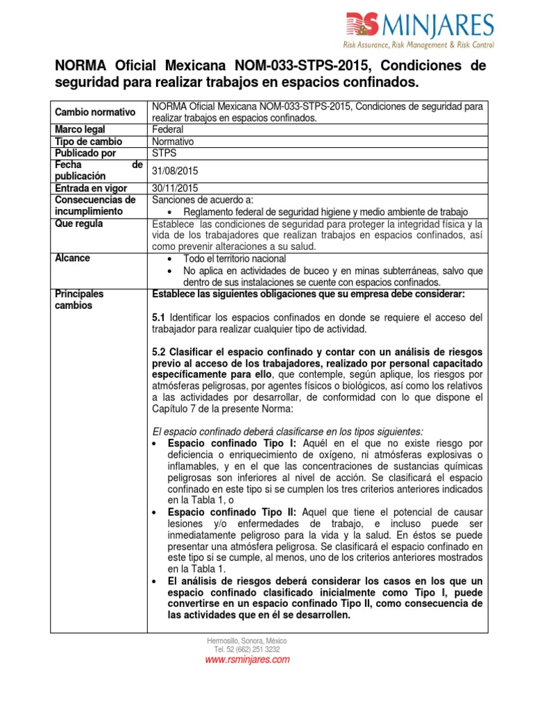 Nueva NOM-033-STPS-2015 | PDF | Bienestar | Medicina