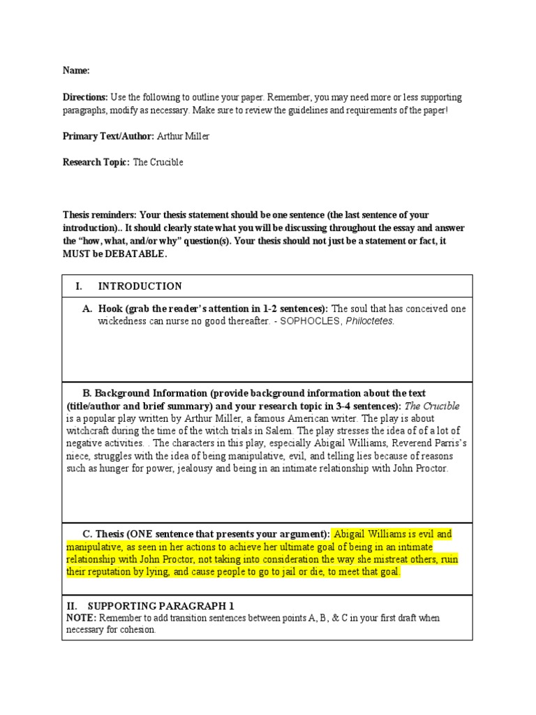 The Crucible Outline | PDF | Witchcraft