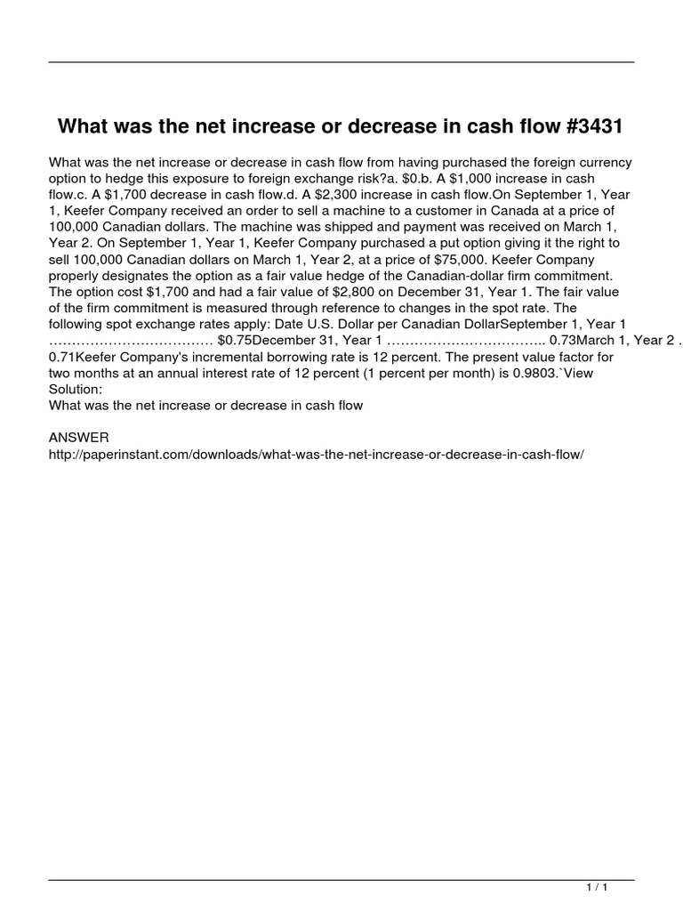 What Was The Net Increase or Decrease in Cash Flow | PDF