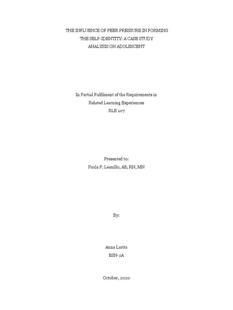 Case Study Adolescent | PDF | Adolescence | Self Concept