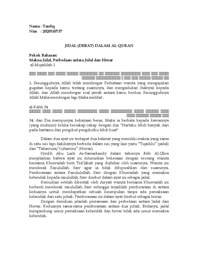 Jidal dan Hiwar dalam Al-Quran | PDF | Agama & Spiritualitas