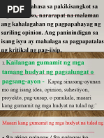 Opinyon, Matibay Na Paninindigan at Mungkahi | PDF