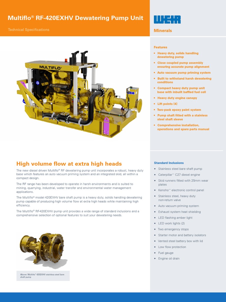 Multiflo Rf420exhv Spec Sheet | PDF | Pump | Engines