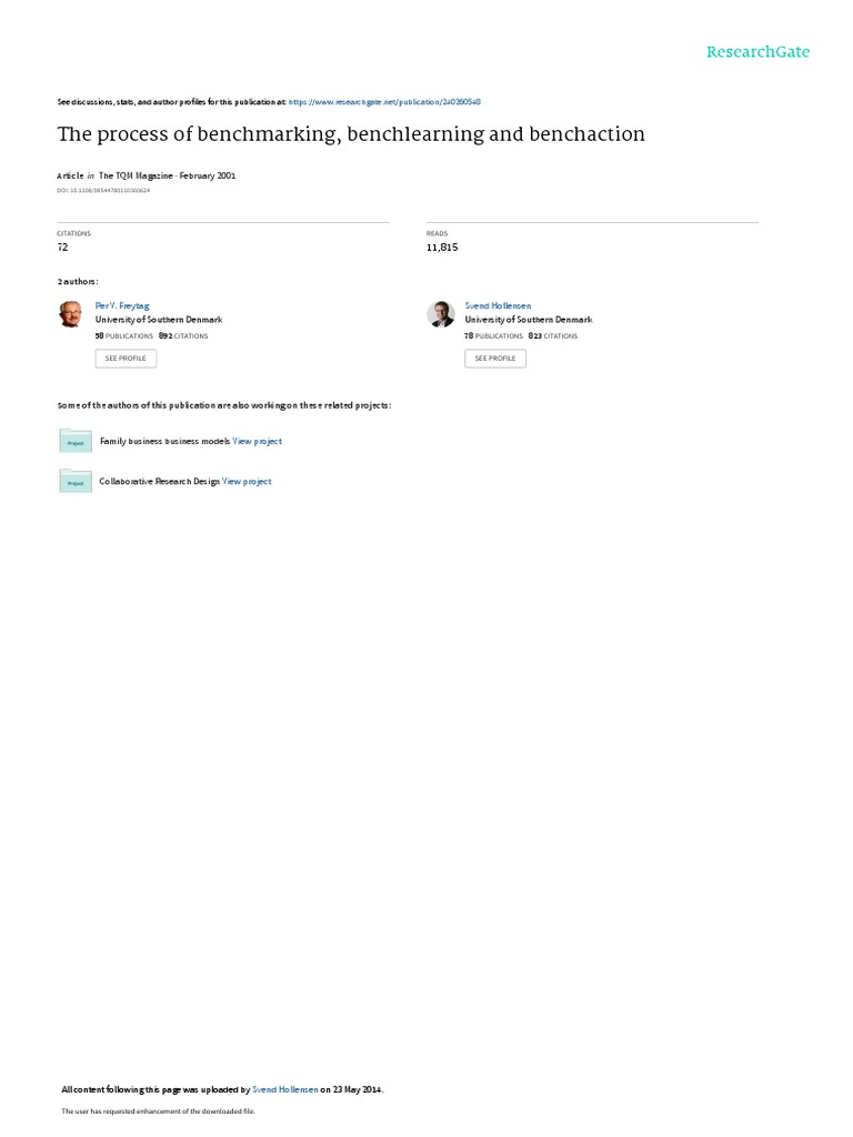 The Process of Benchmarking, Benchlearning and Benchaction: The TQM ...