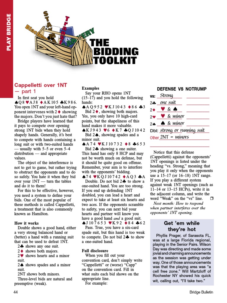 Cappelletti PT 1 | PDF | Contract Bridge | Tabletop Games