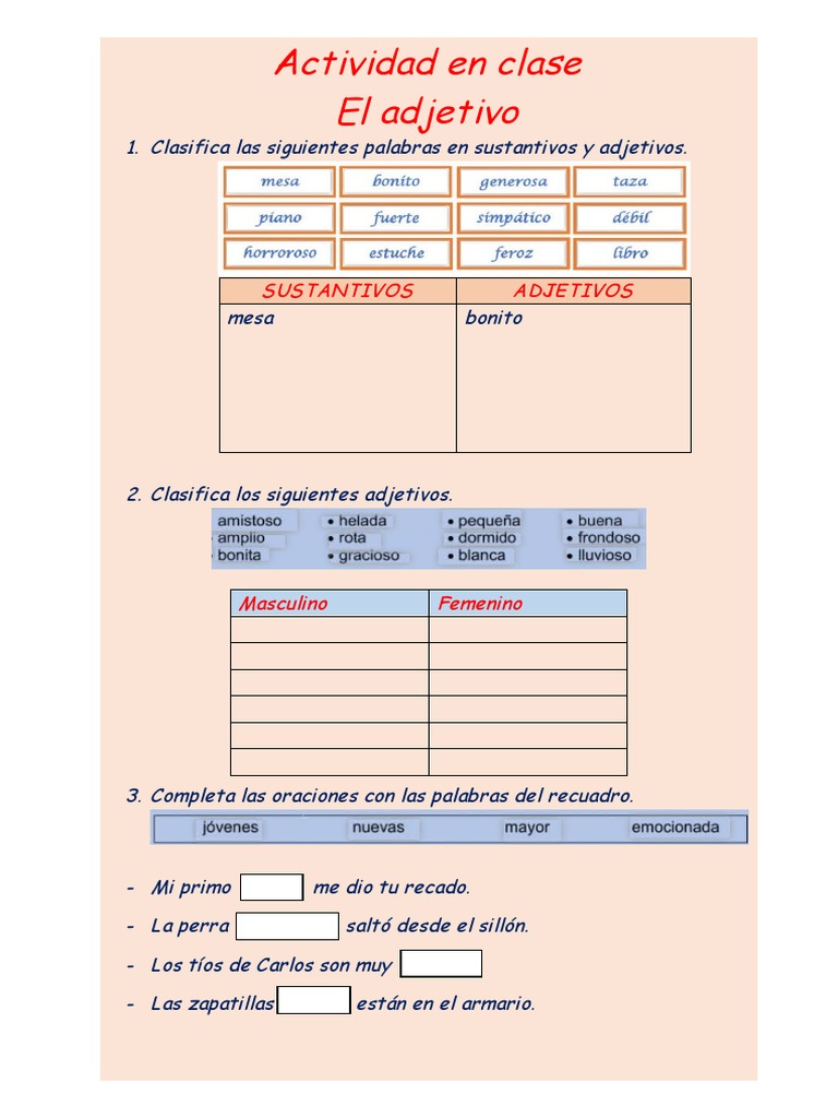 Genero y Numero Del Adjetivo | PDF | Artes del Lenguaje y Comunicación ...