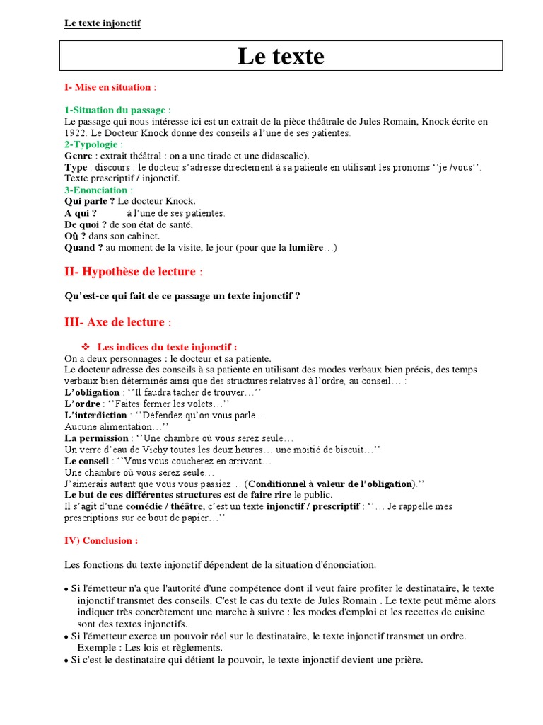 Texte Injonctif Exercices Corrigés – KOSFY