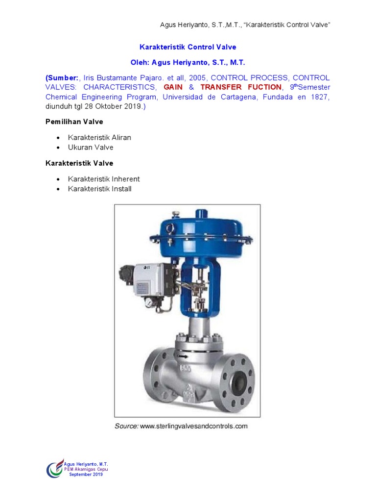 Karakteristik Control Valve oleh Agus Heriyanto | PDF