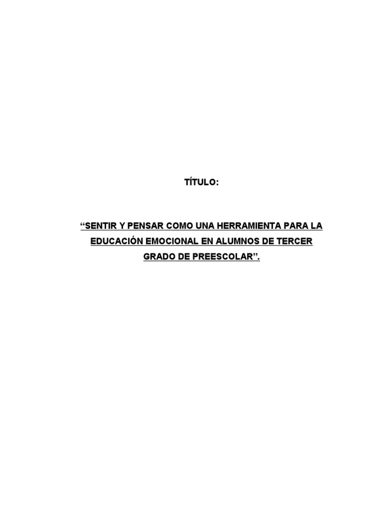 Proyecto Pae | PDF | Las emociones | Educación de la primera infancia