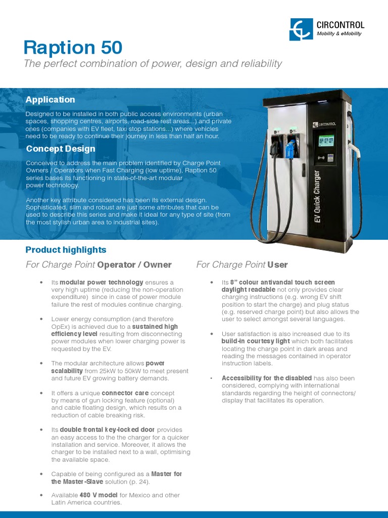 CIRCONTROL DC Fast Charger Raption50 Datasheet | PDF | Direct Current ...