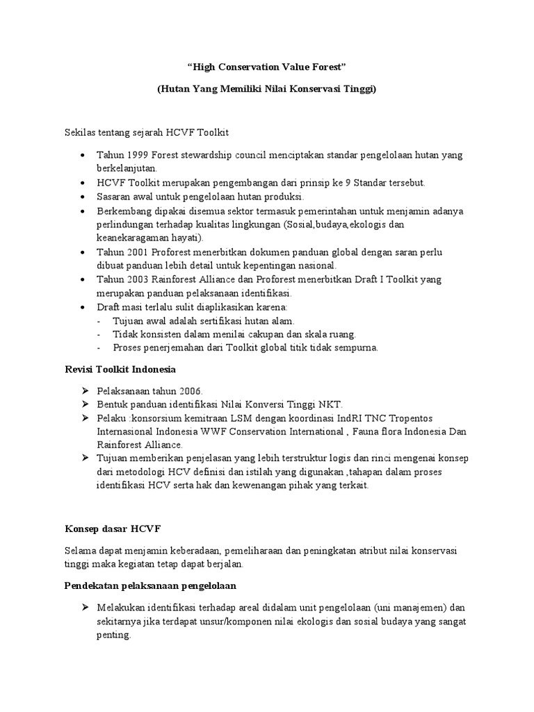 High Conservation Value Forest | PDF