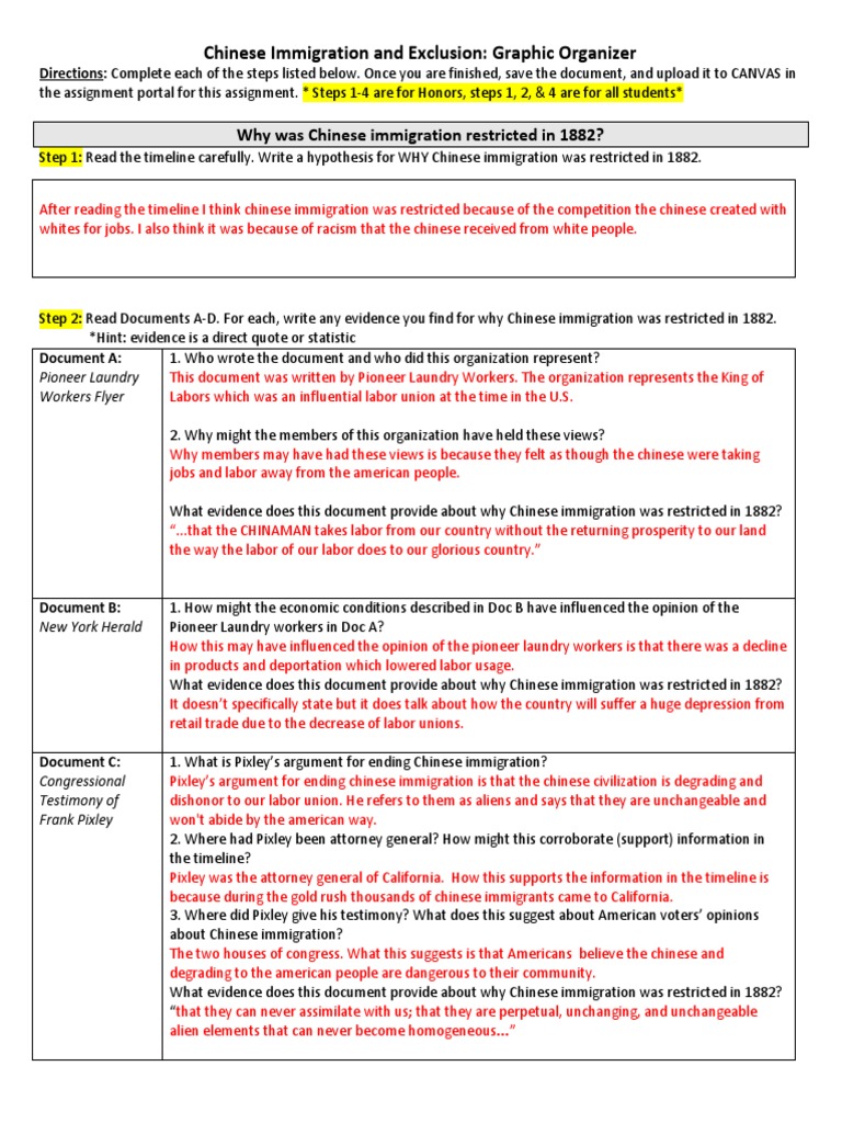 Chinese Exclusion Act 1882 Document