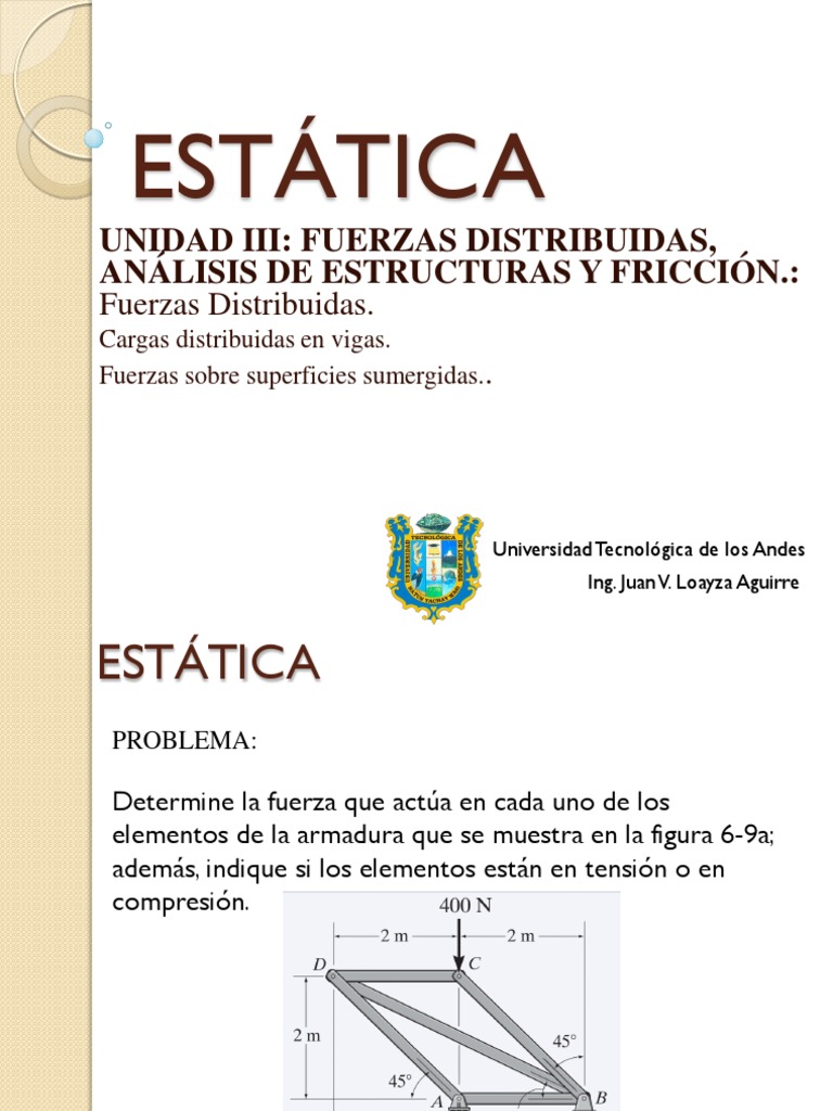 ESTATICA - Unidad III - Semana 14 | PDF | Fuerza | Física