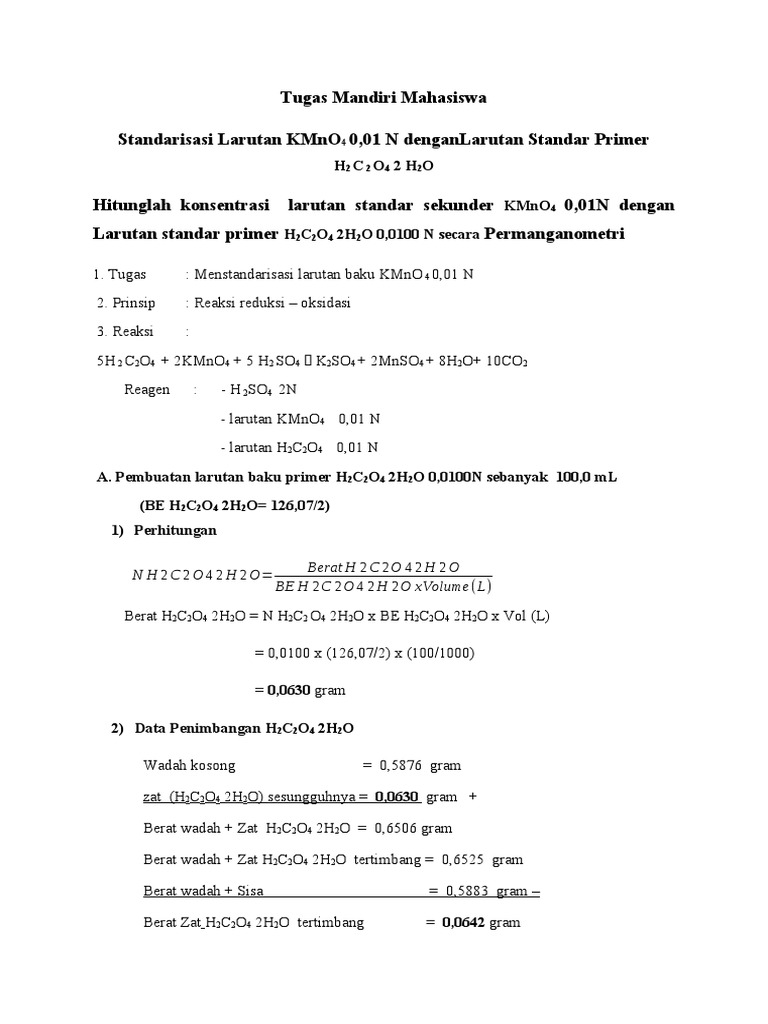 Standarisasi Larutan KMnO4 | PDF