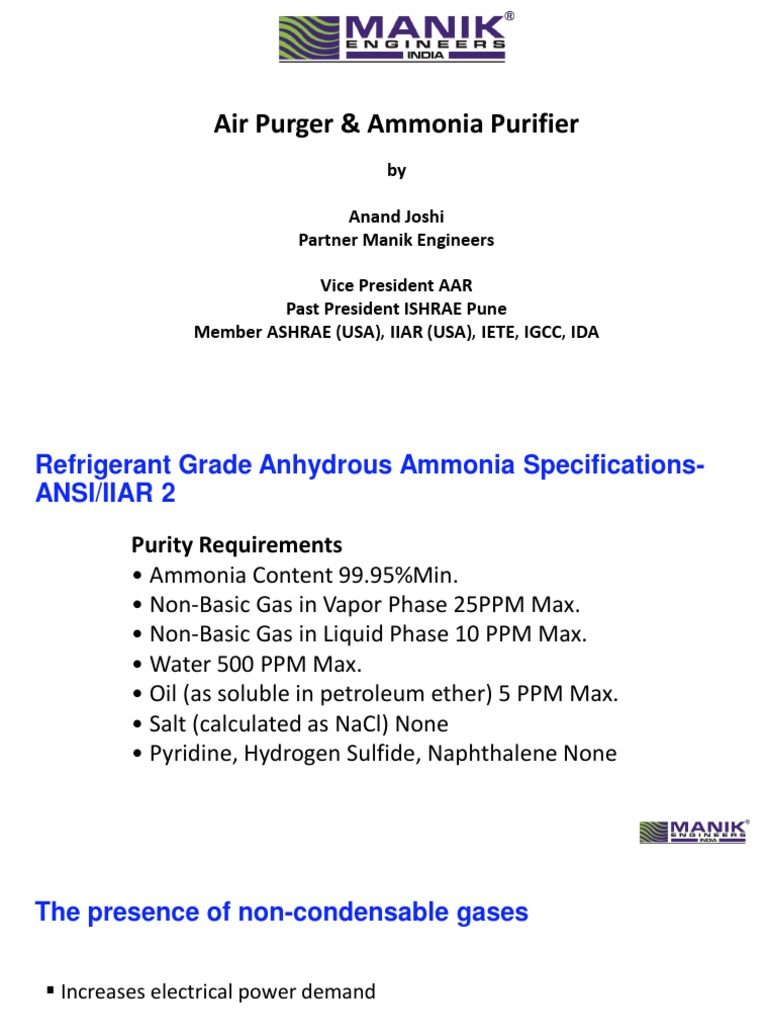 Air Purger & Ammonia Purifier | Download Free PDF | Ammonia | Refrigeration