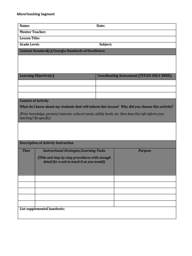 MicroTeaching Template | PDF | Self-Improvement | Computers
