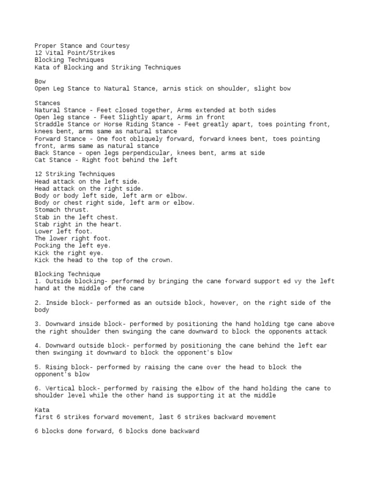 Arnis Techniques Pdf