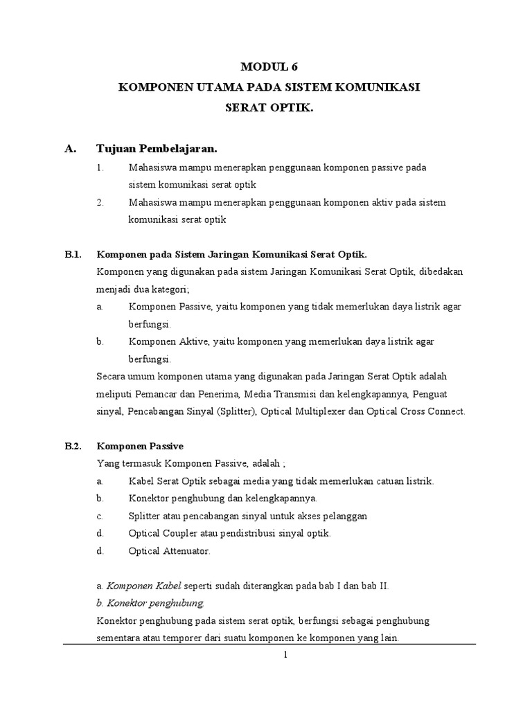 Komponen Utama Sistem Serat Optik | PDF | Komputer