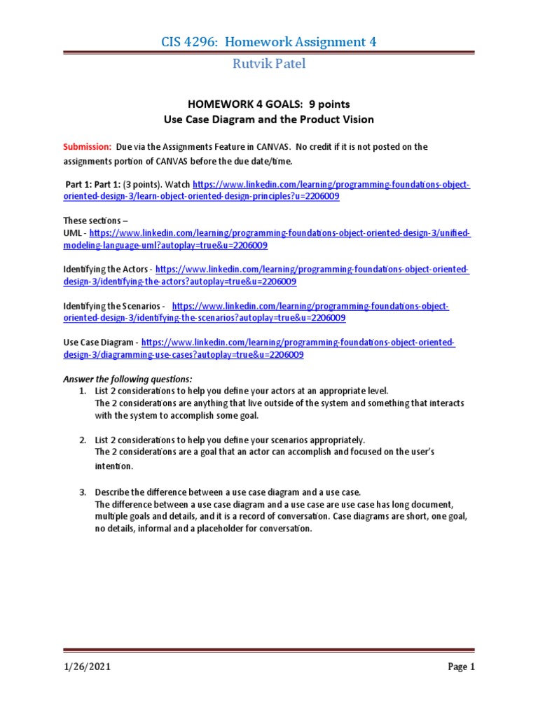Homework Assignment 4 - Use Case Diagram | PDF | Use Case | Computer ...