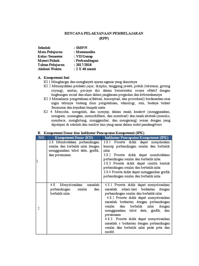 RPP Perbandingan | PDF | Karier & Perkembangan