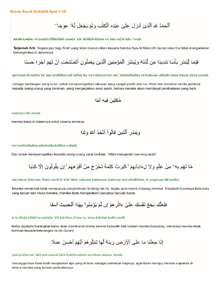 Surat Al-Kahfi Ayat 1-10 | PDF