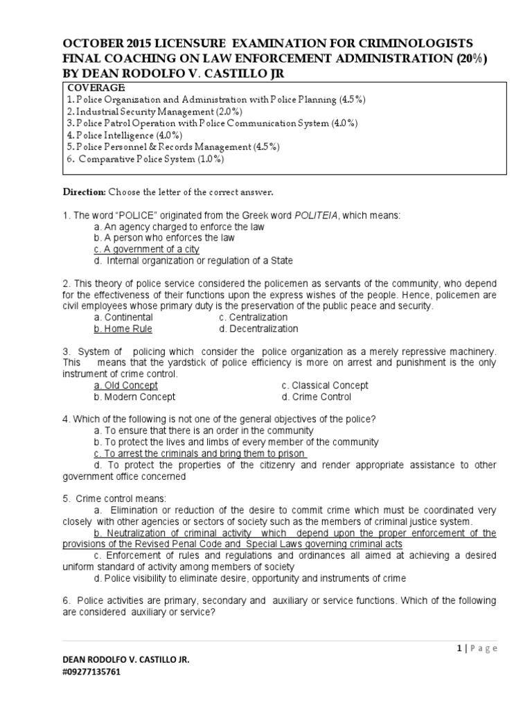 Lea Board Exam | PDF | Police | Crime & Violence