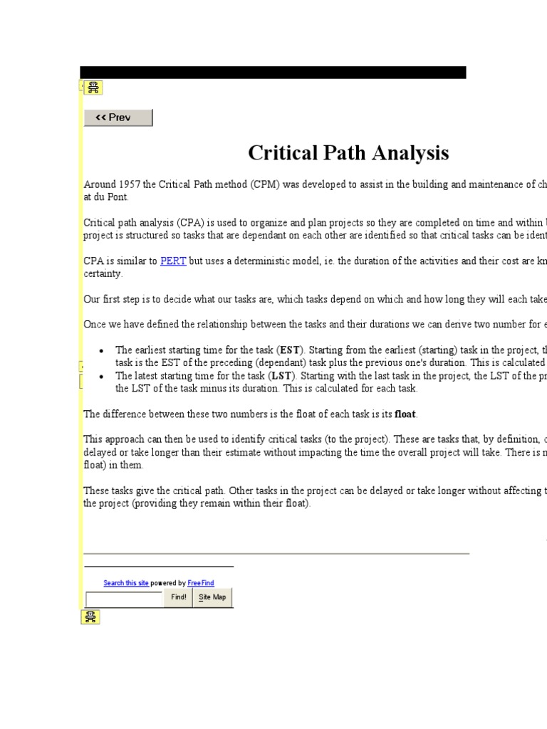 Critical Path Analysis | PDF