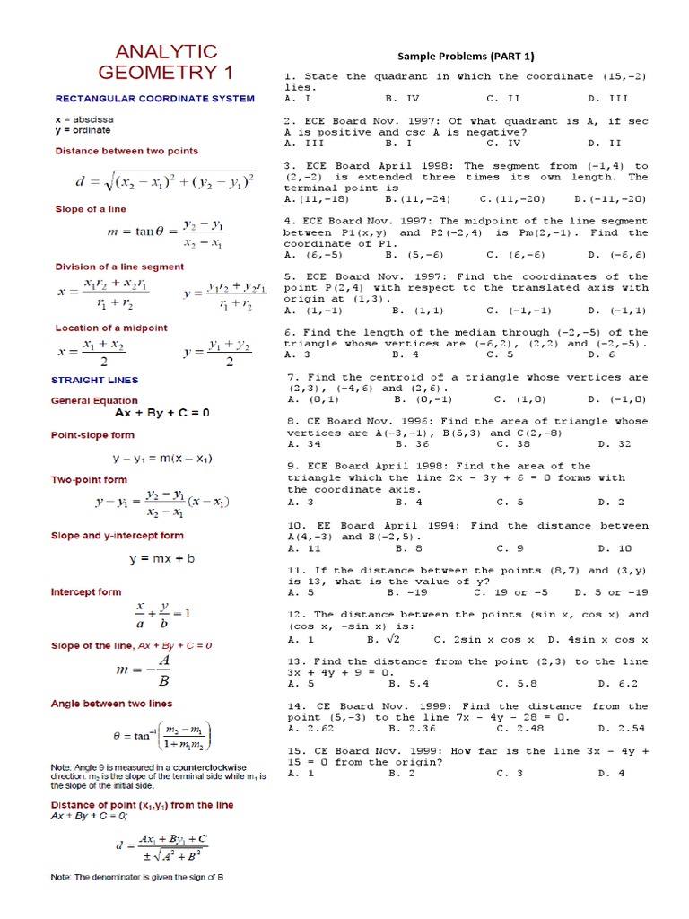 Sample Problems (PART 1) | PDF | Circle | Ellipse