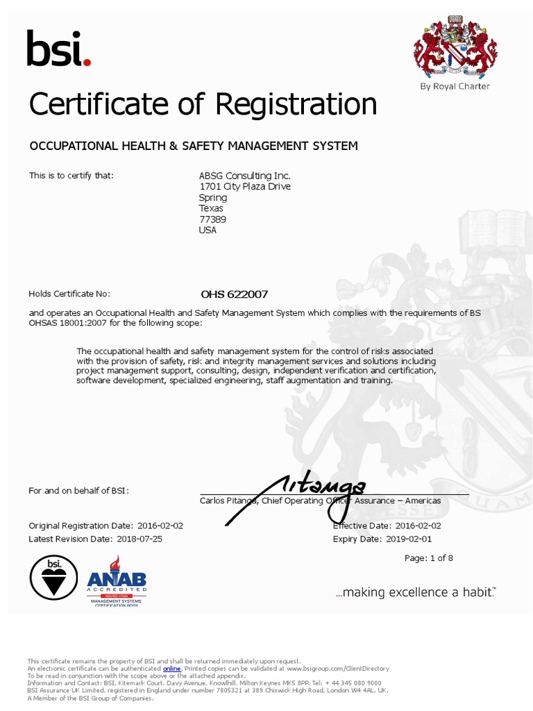 All Offices OHSAS 18001 Cert No. OHS 622007 Exp. 01 Feb 2019 (Updated ...