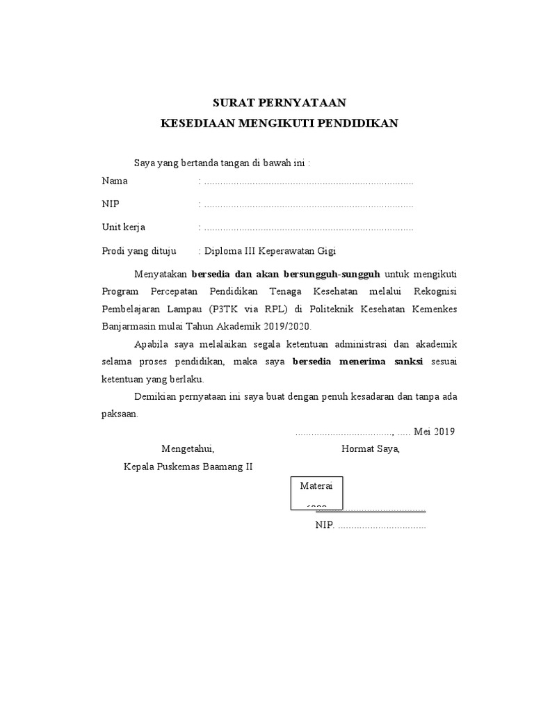 Surat Pernyataan RPL | PDF