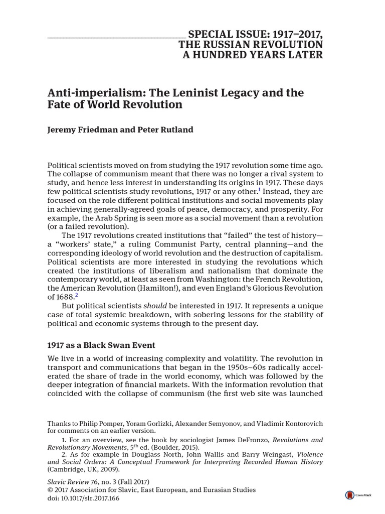 Anti-Imperialism: The Leninist Legacy and The Fate of World Revolution ...