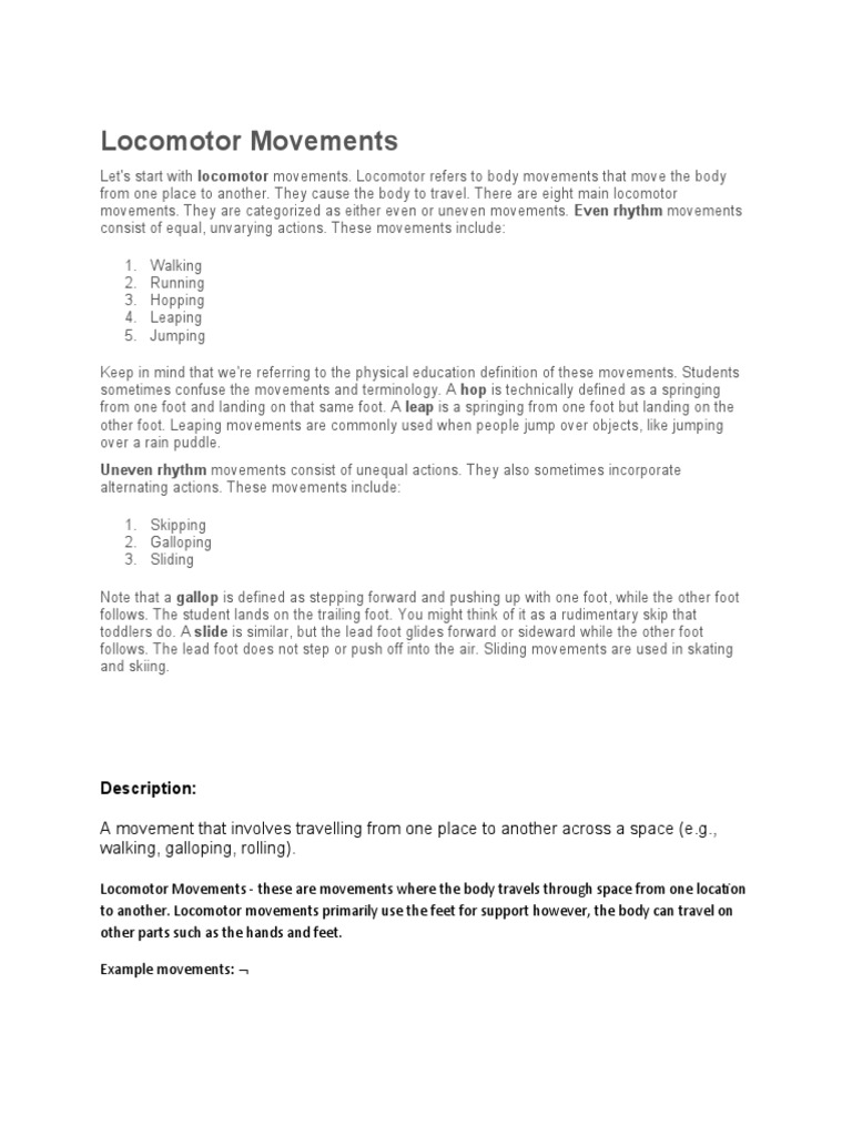 Locomotor Movements: Uneven Rhythm Movements Consist of Unequal Actions ...