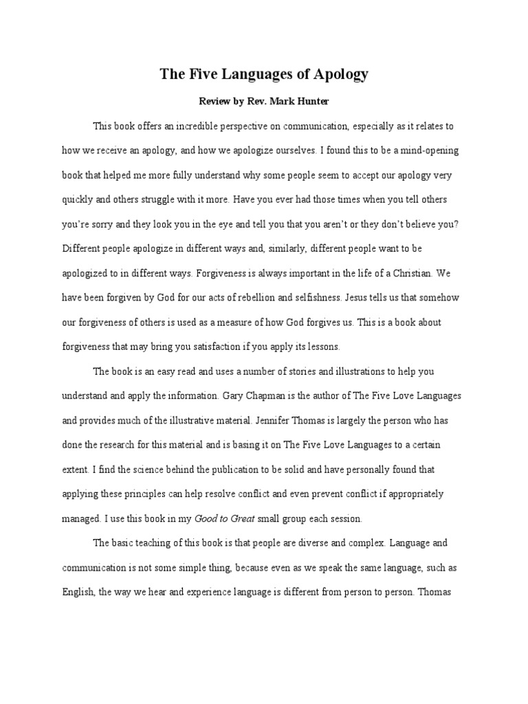 The Five Languages of Apology | PDF | Forgiveness | Science