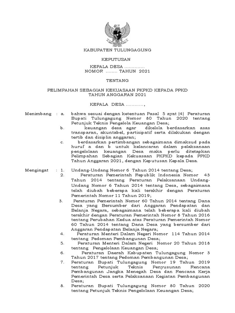 SK Pelimpahan PPKD 2021 | PDF | Pengelolaan Keuangan & Uang